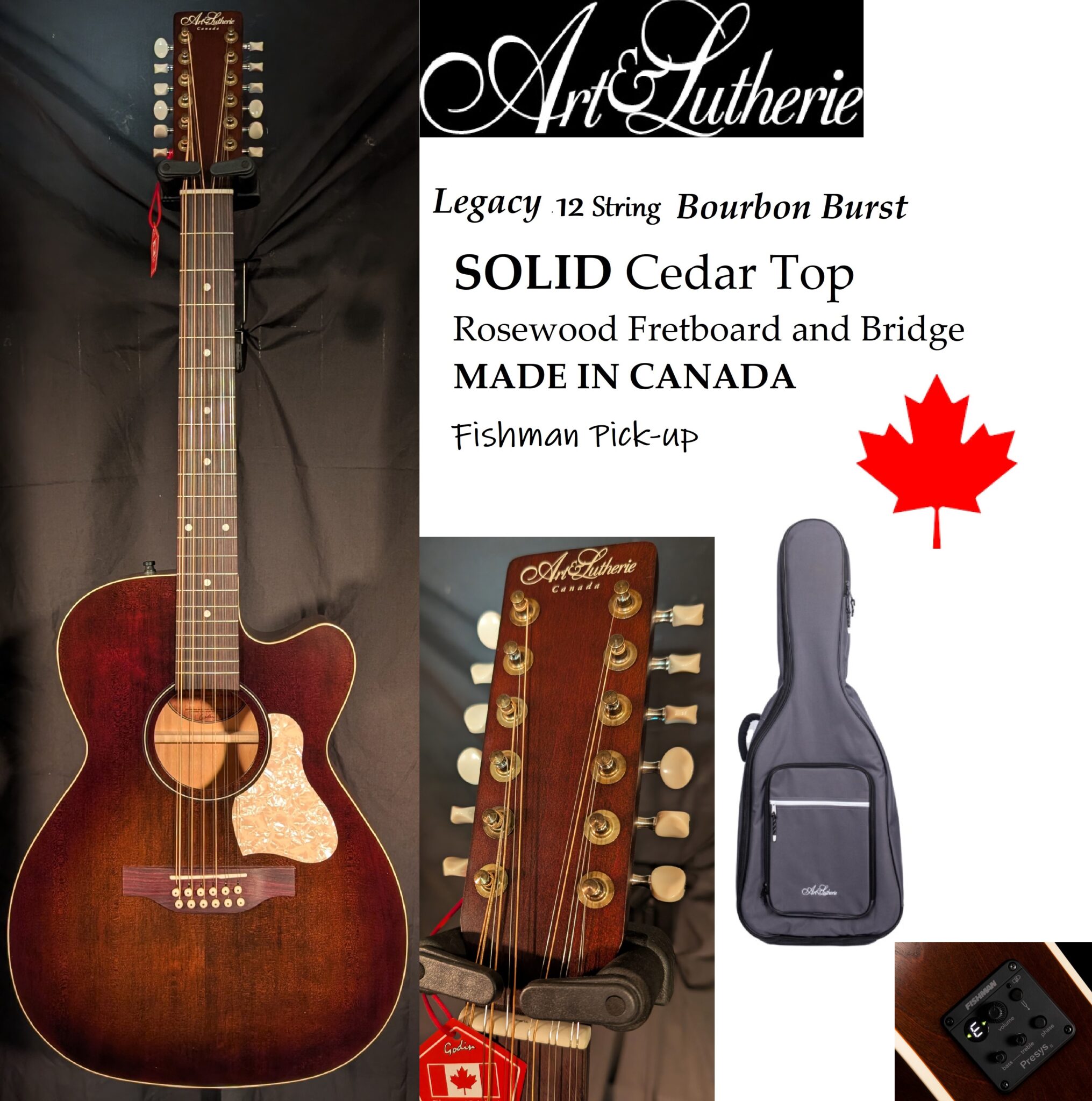 Art Lutherie Legacy 12 String Bourbon Burst Cutaway,Pick-up – Murphy's ...